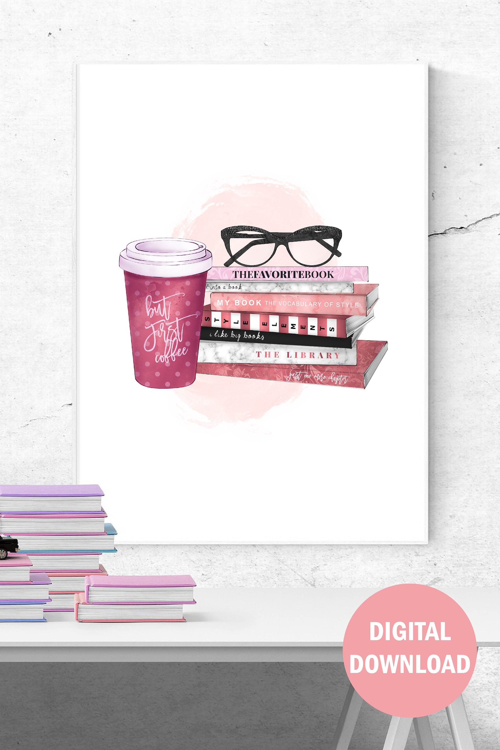 Fashion Book Stack Printable Wall Art but First Coffee - Etsy Canada
