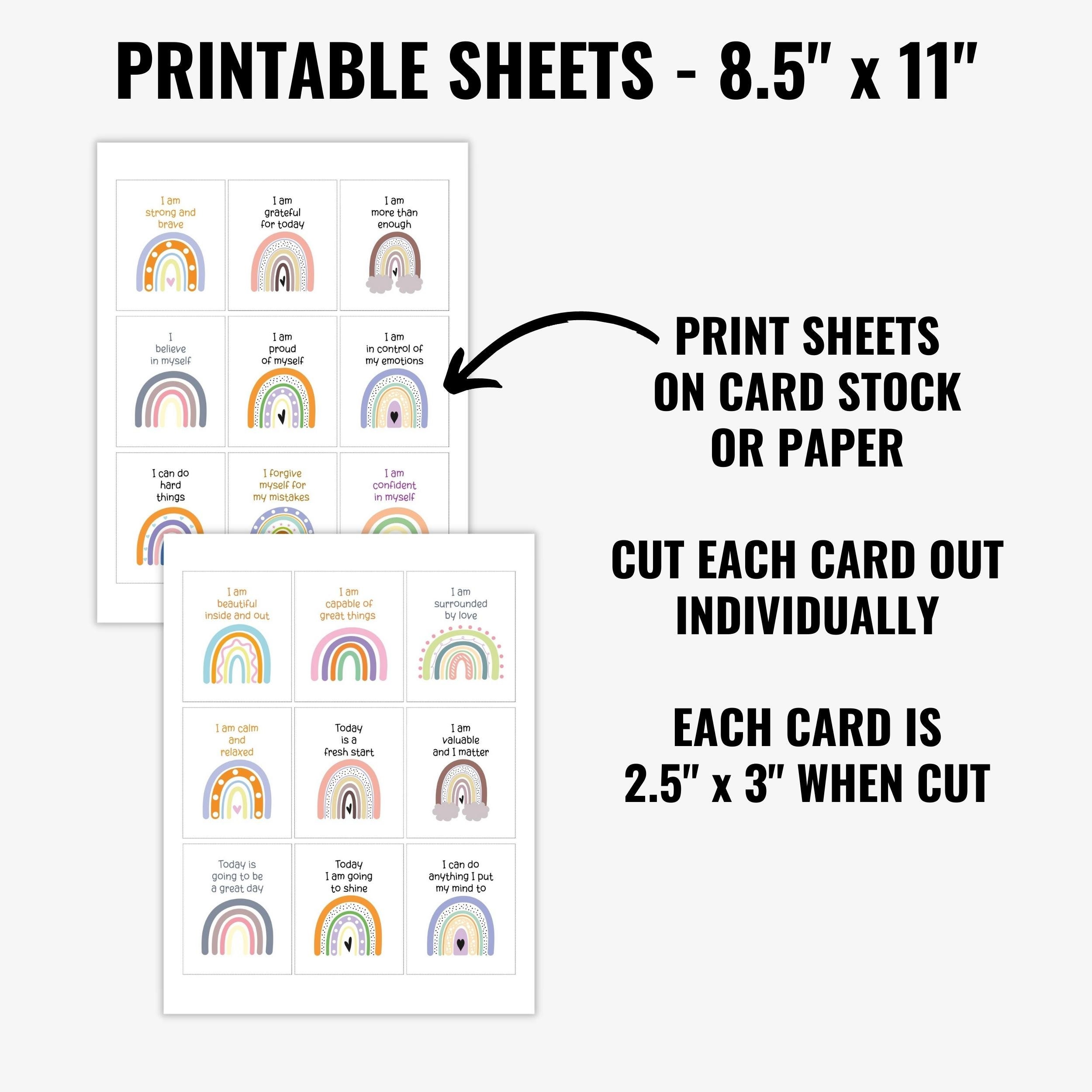 45 Printable Positive Affirmation Cards for Kids, Motivational Cards ...