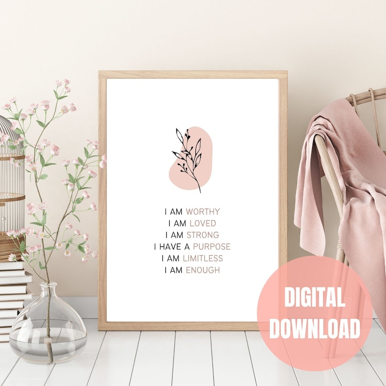 I Am Enough Self-love Positive Affirmation Printable Wall Art ...