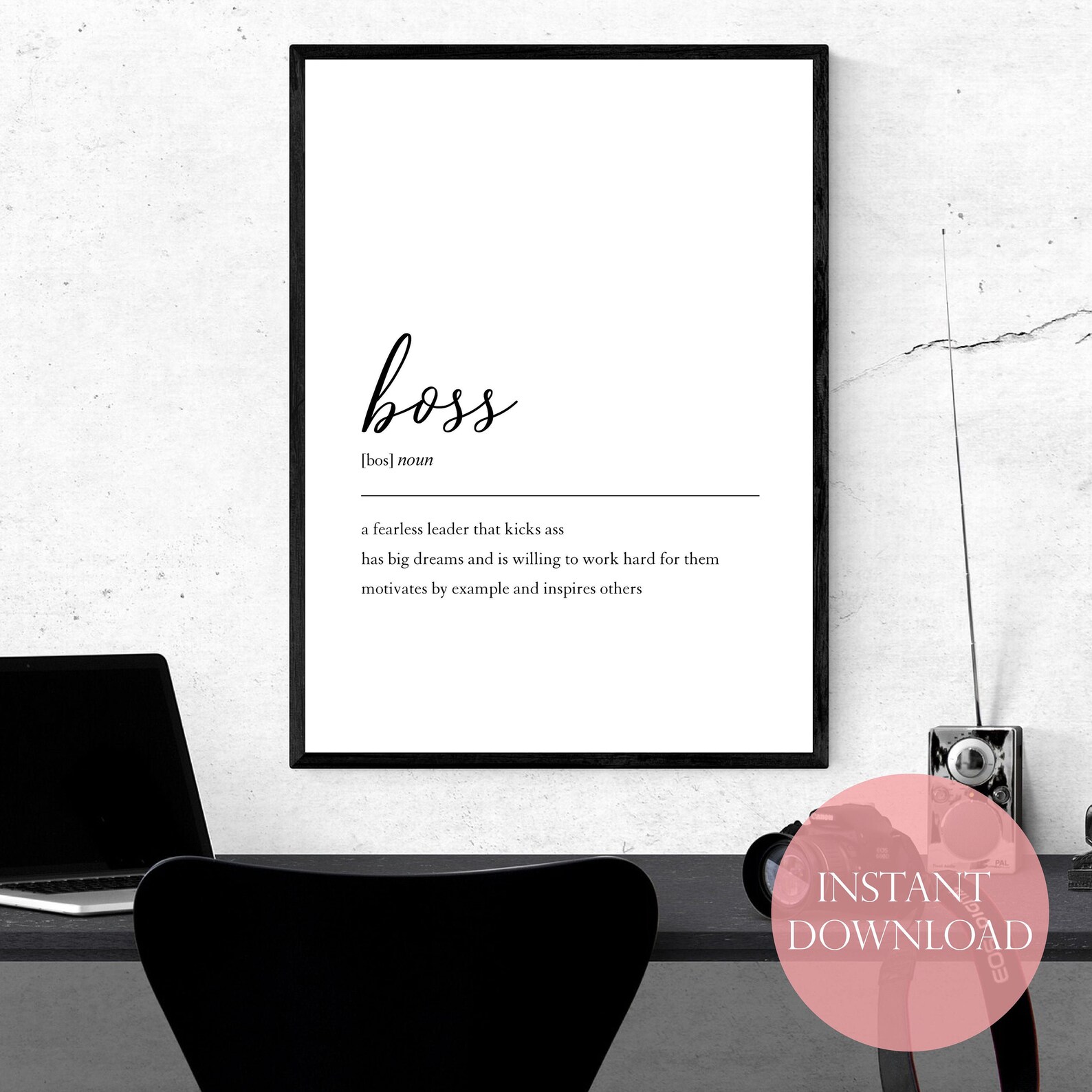 Boss Babe Wall Decor, Boss Definition Print, Girl Boss Printable Wall ...
