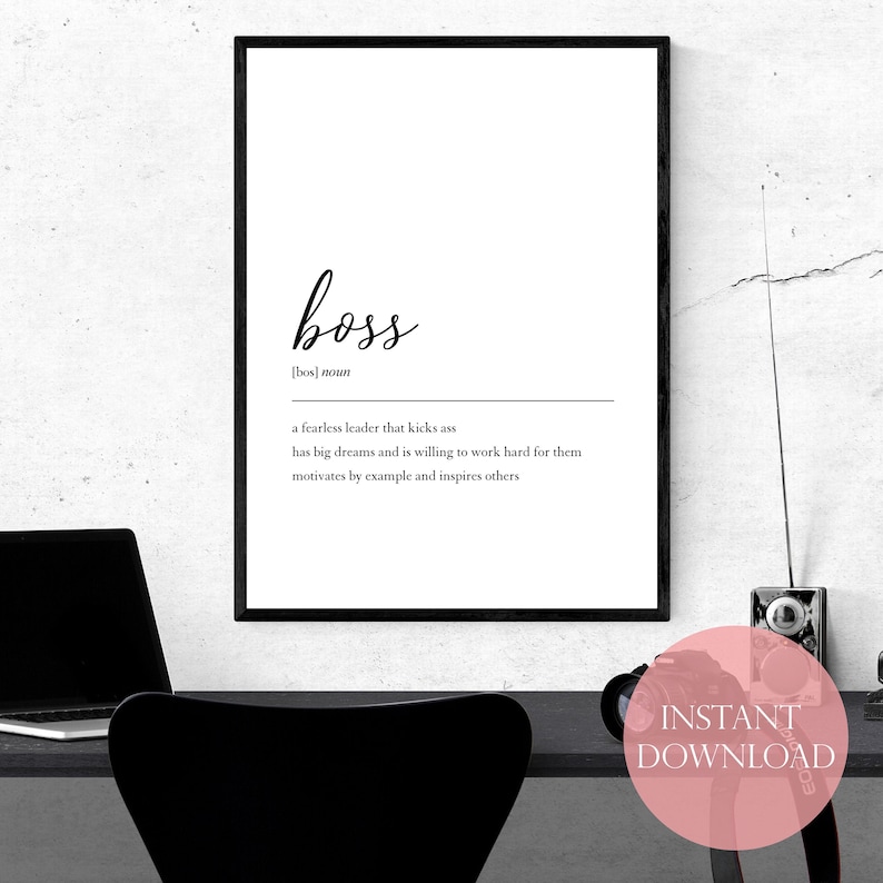 Boss Babe Wall Decor, Boss Definition Print, Girl Boss Printable Wall ...
