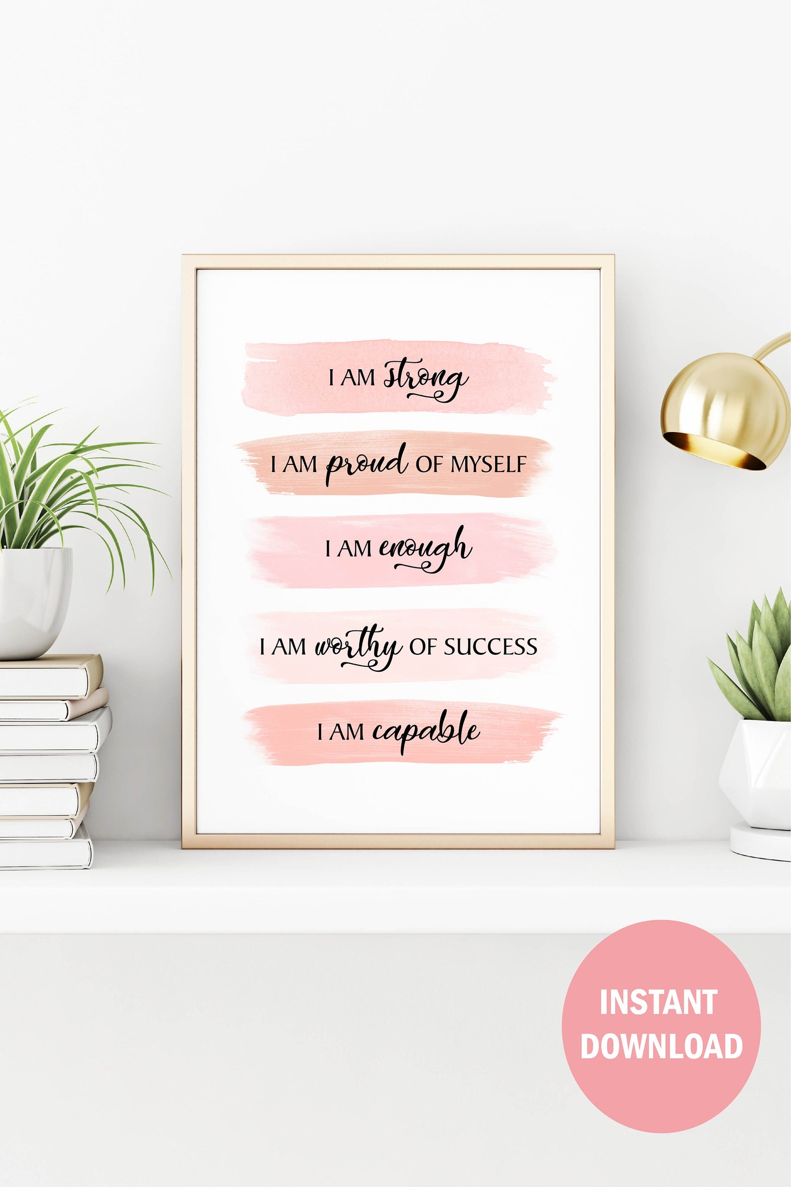 Positive Affirmation Printable Wall Art, I Am Enough, Law of Attraction ...