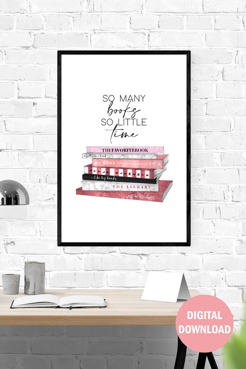 Fashion Book Stack Printable Wall Art Fashion Poster Girl | Etsy