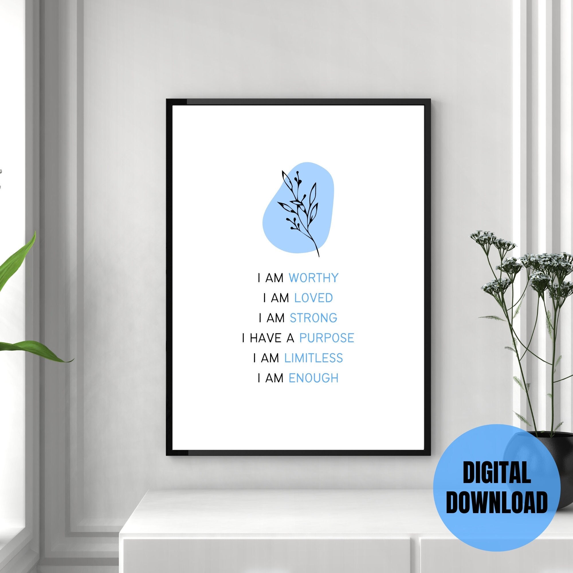 I Am Enough Self-love Positive Affirmation Printable Wall Art ...
