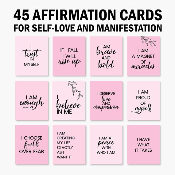 Positive Affirmation Card Deck Vision Board Printables Cards Etsy