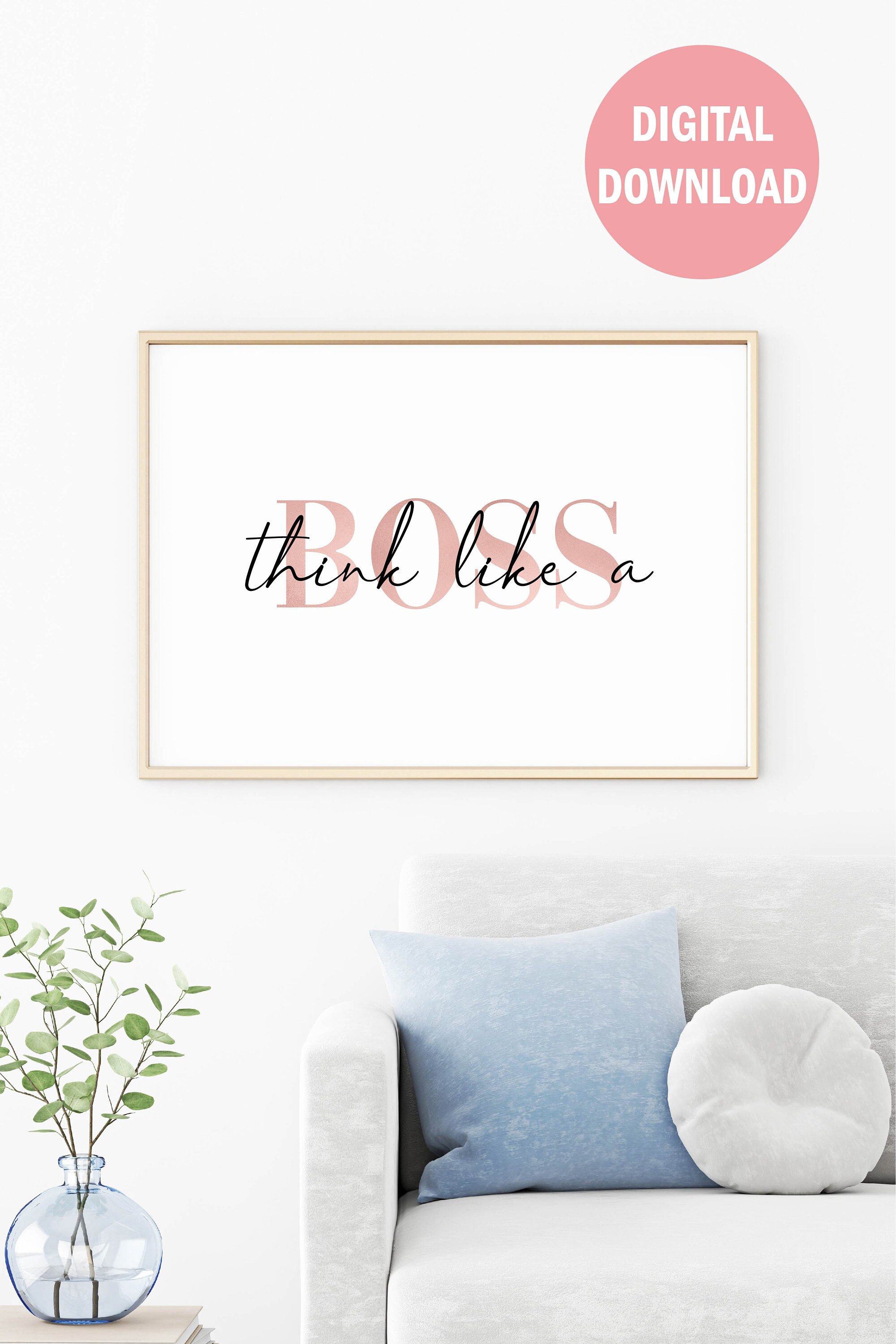 Think Like a Boss Printable Wall Art Girl Boss Office Wall - Etsy Canada