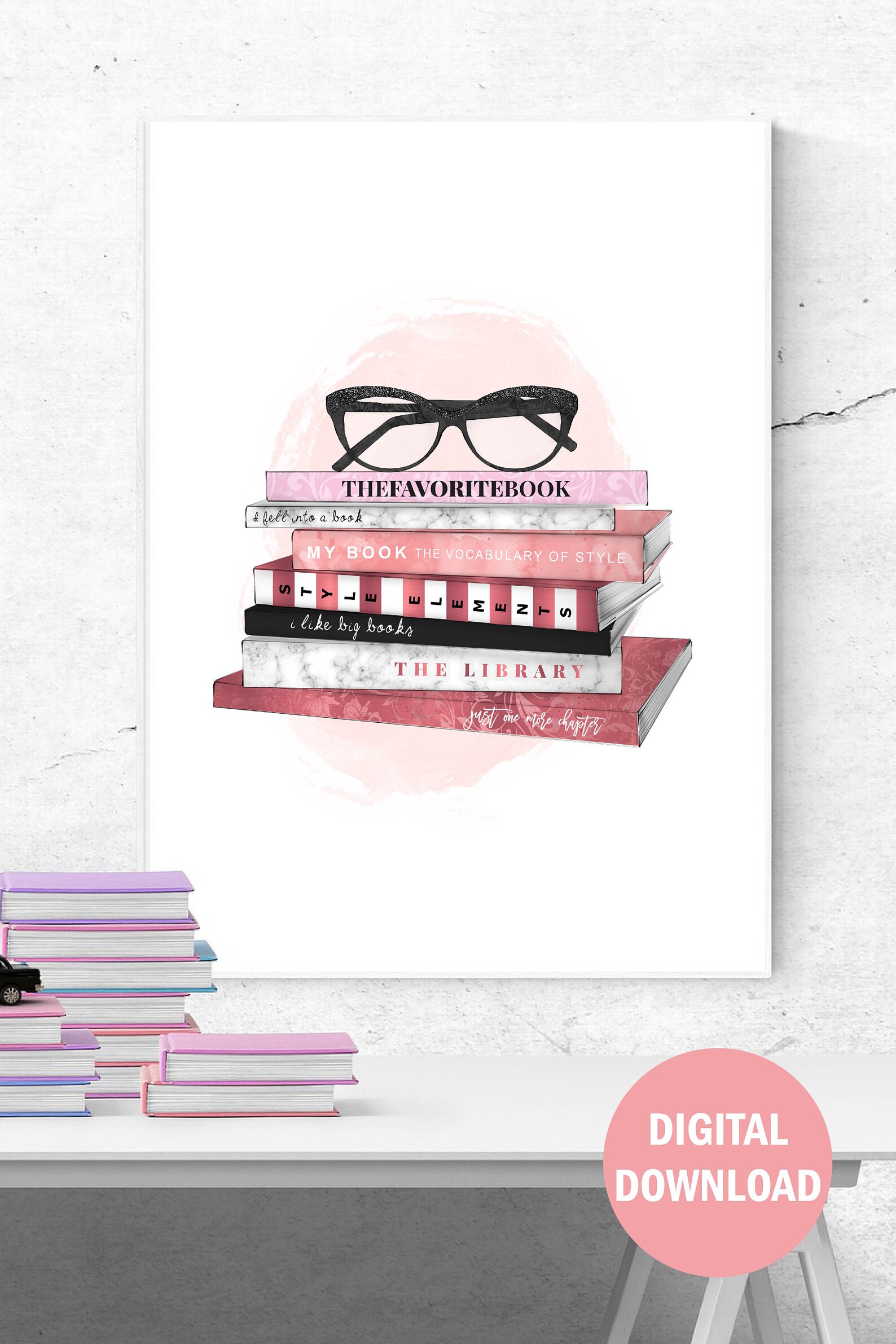 Fashion Book Stack Printable Wall Art, Girl Boss Office Wall Decor ...