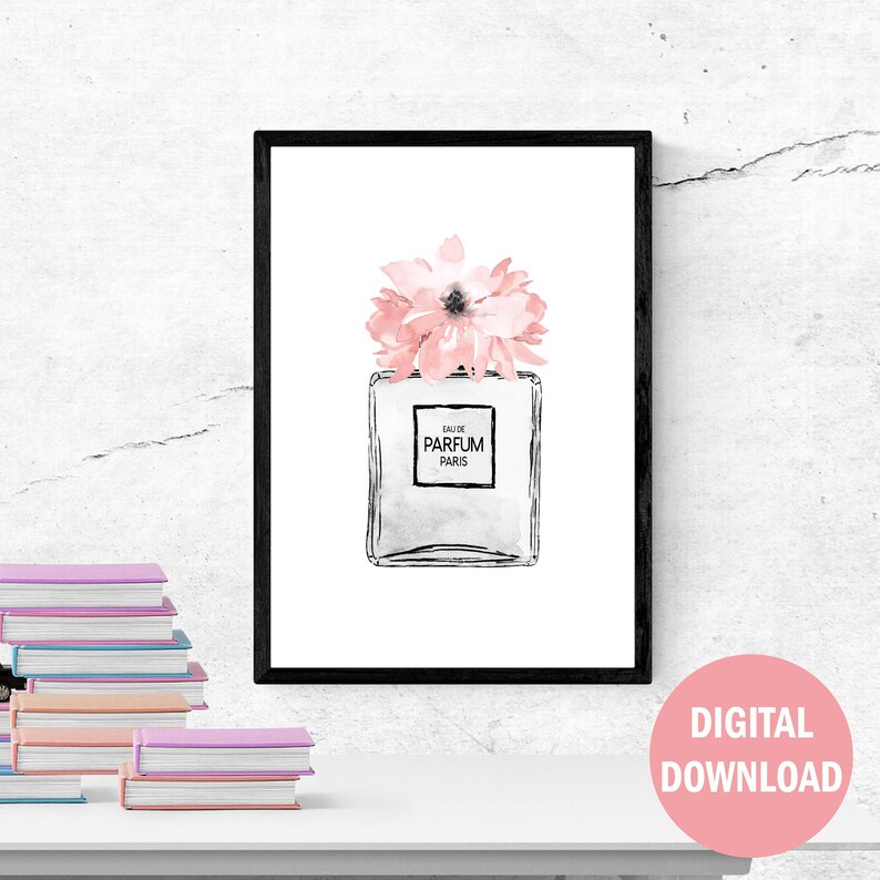 Perfume Bottle Printable Wall Art, Fashion Wall Art, Vanity Decor ...