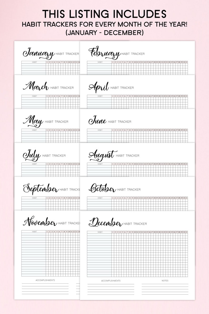 Monthly Habit Tracker Printable Initiative Tracker Daily - Etsy