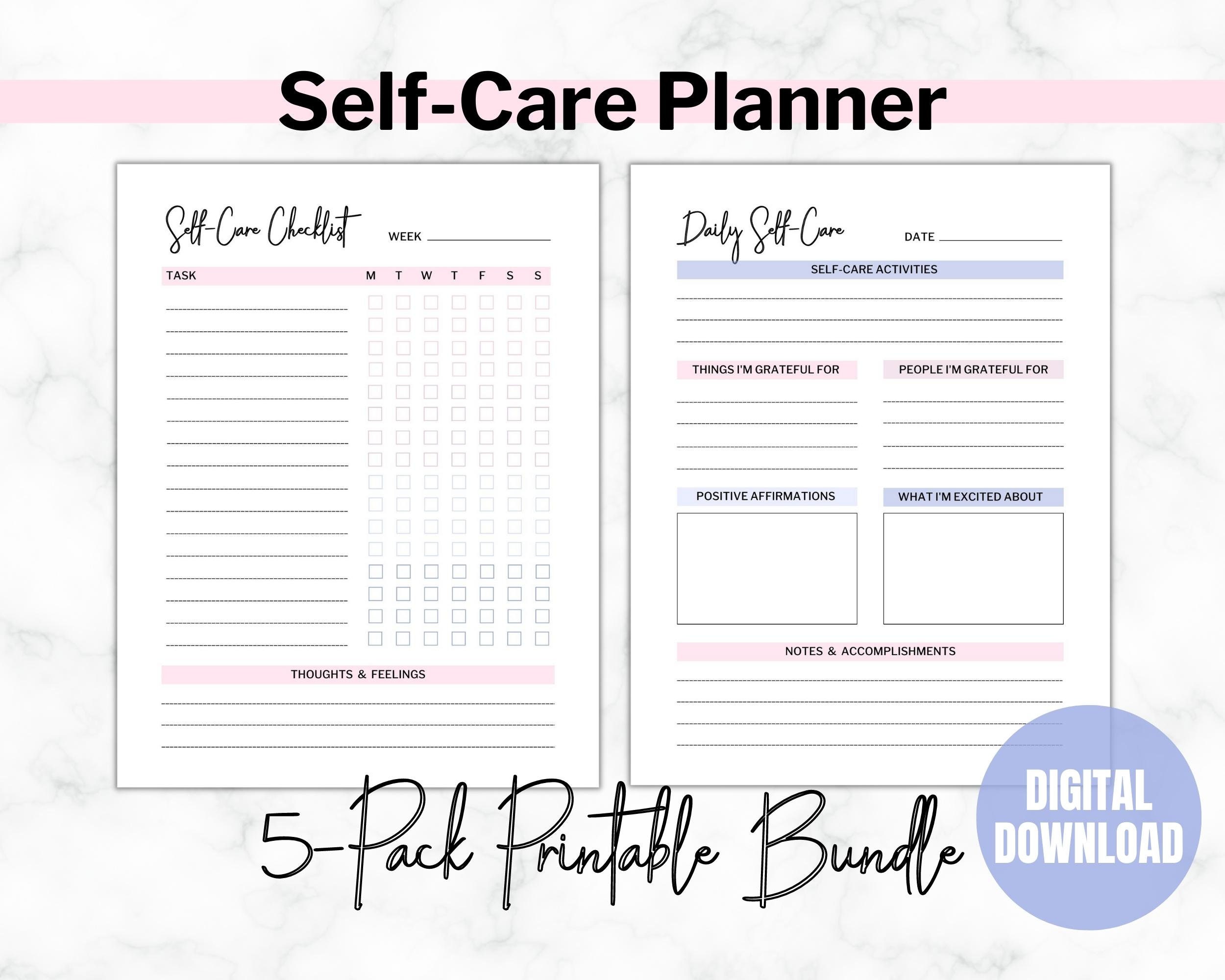 Self-care Planner Checklist for Mental Health and Wellness, Daily Well ...