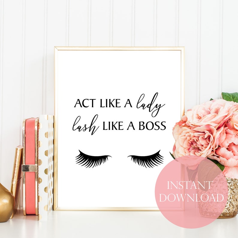 Boss Babe Wall Art, Lashes Printable, College Dorm Decor, Girl Boss ...