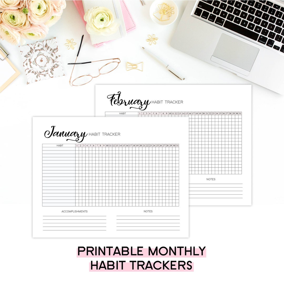 Monthly Habit Tracker Printable, Initiative Tracker, Daily Routine ...
