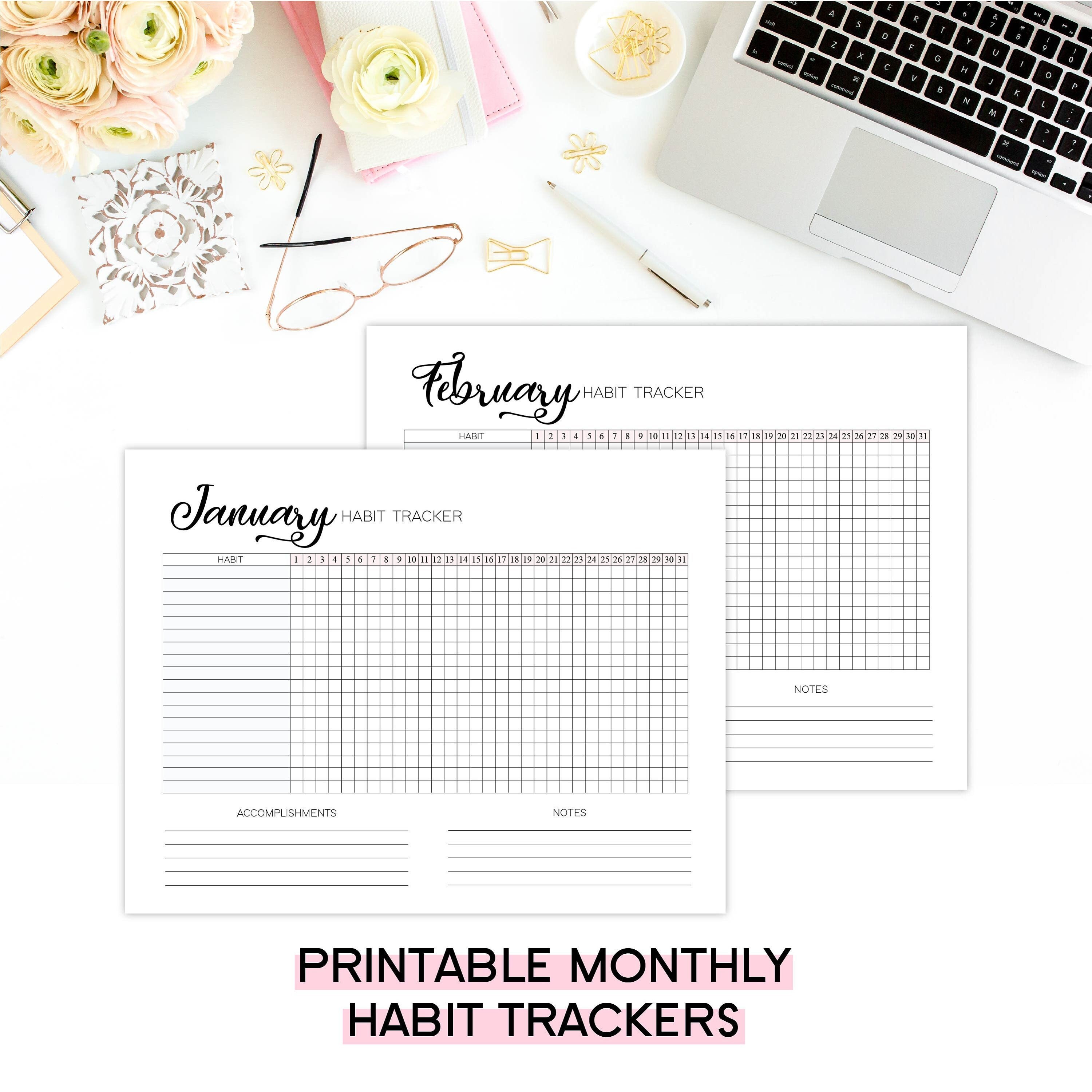 Monthly Habit Tracker Printable, Initiative Tracker, Daily Routine ...