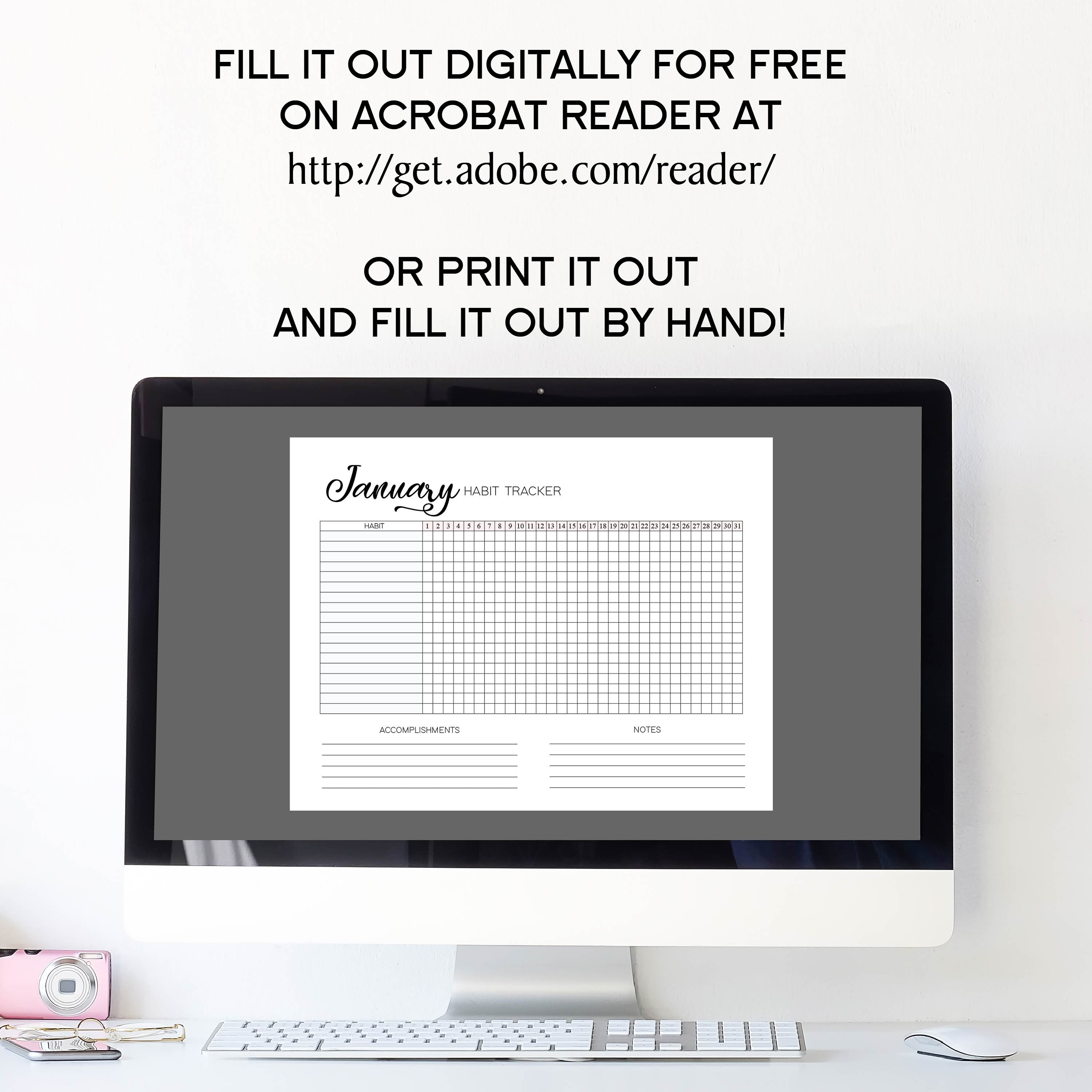 Monthly Habit Tracker Printable Initiative Tracker Daily | Etsy