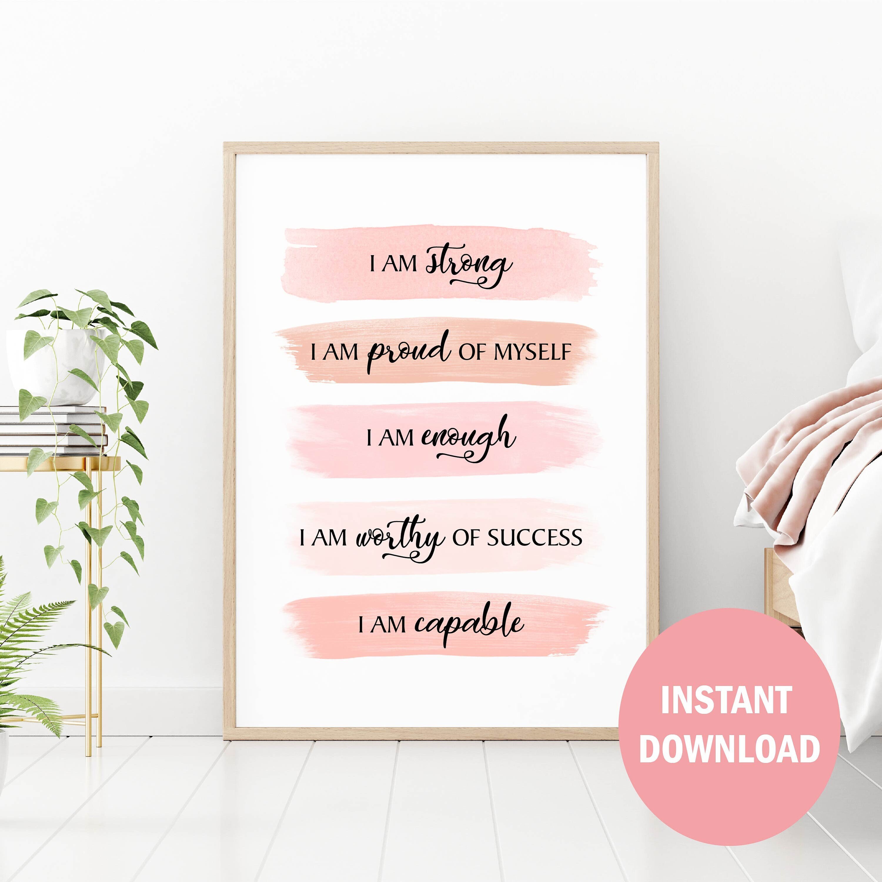 Positive Affirmation Printable Wall Art, I Am Enough, Law of Attraction ...