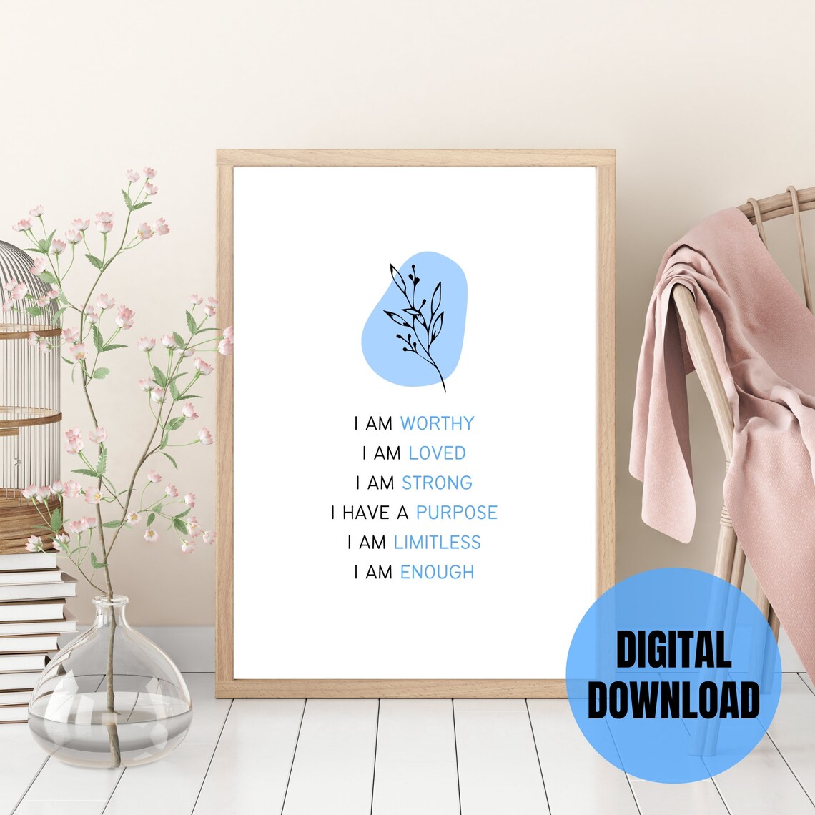 I Am Enough Self-love Positive Affirmation Printable Wall Art ...