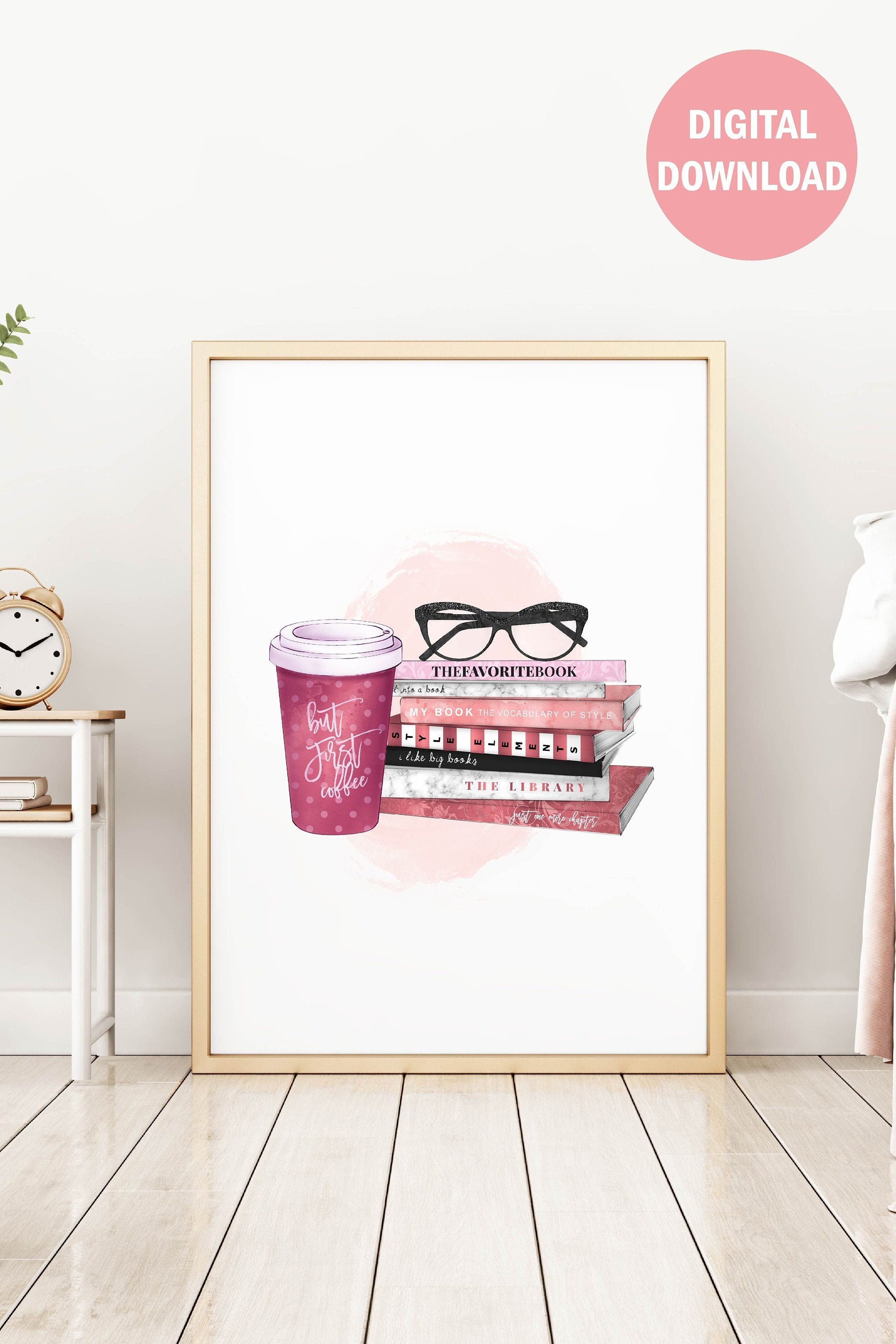 Fashion Book Stack Printable Wall Art but First Coffee - Etsy Canada
