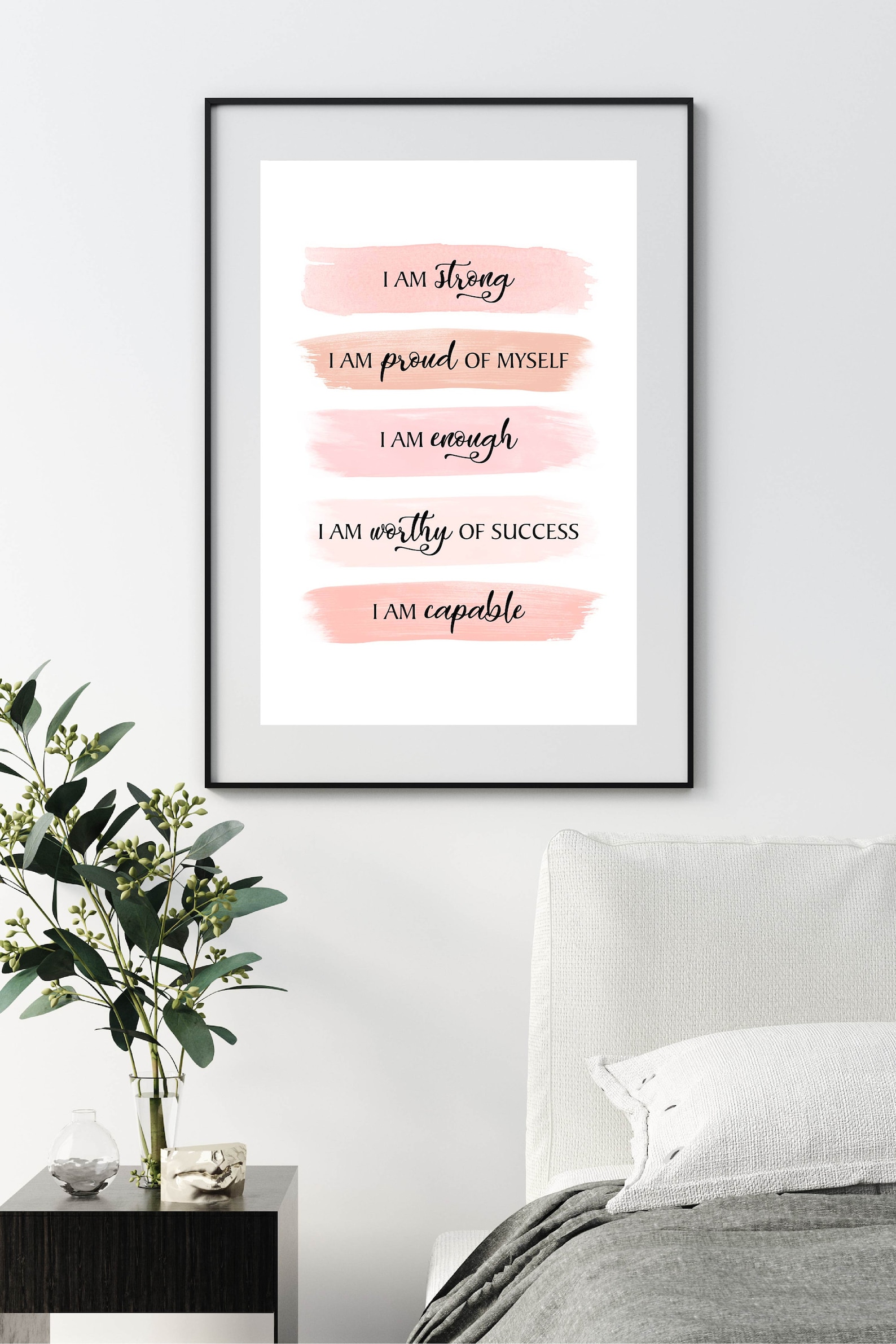 Positive Affirmation Printable Wall Art, I Am Enough, Law of Attraction ...