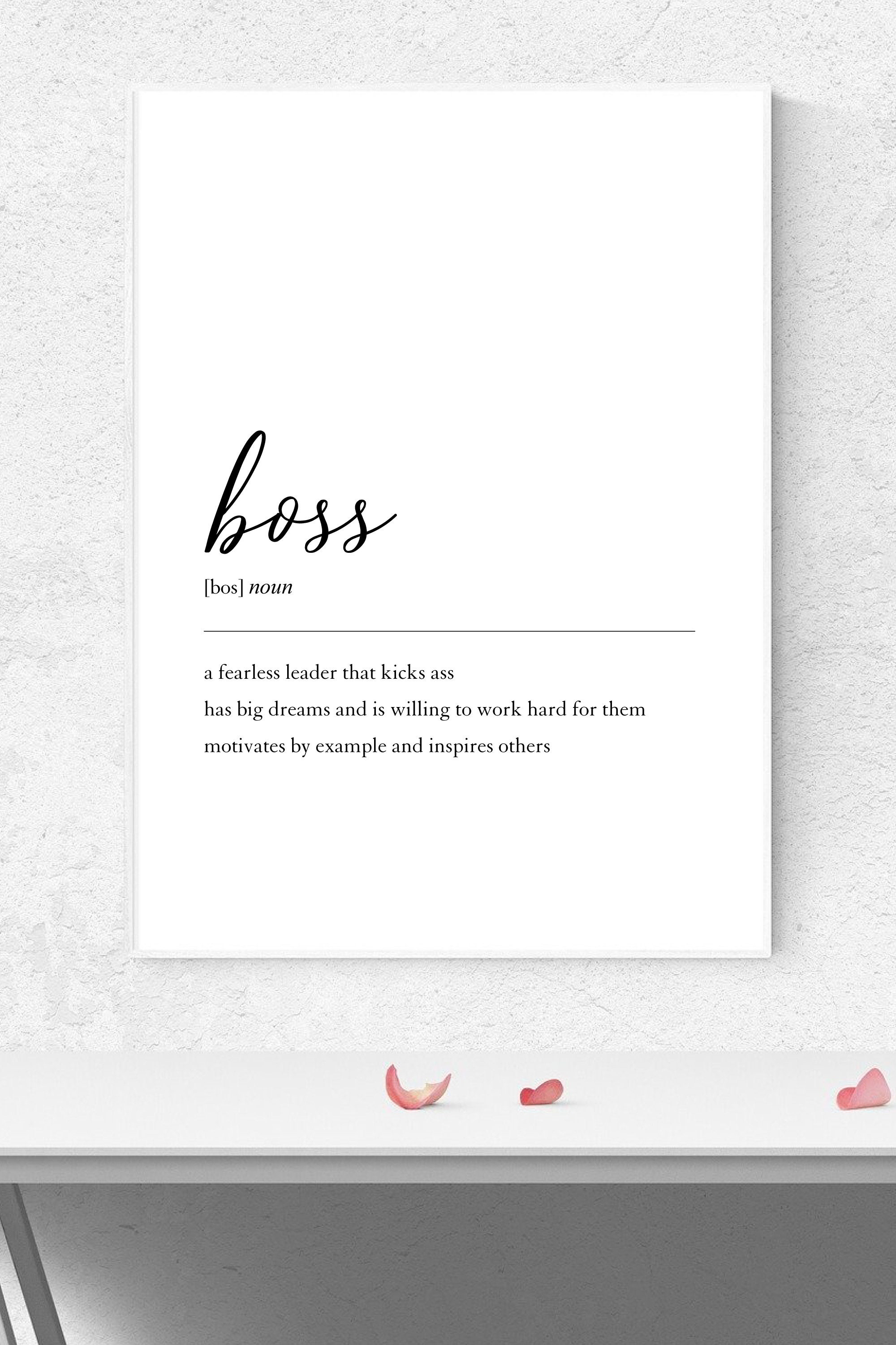 Boss Babe Wall Decor, Boss Definition Print, Girl Boss Printable Wall ...