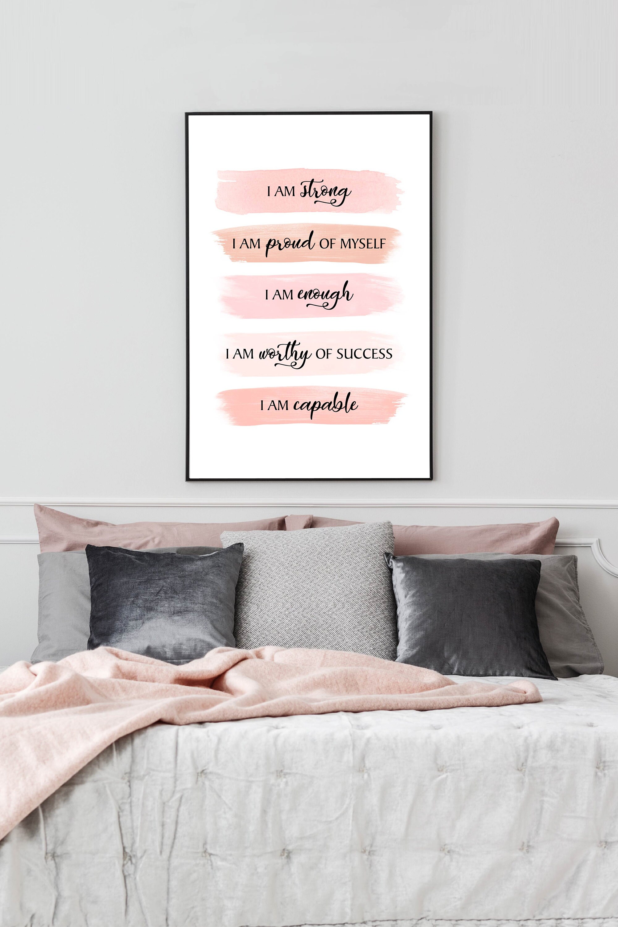 Positive Affirmation Printable Wall Art, I Am Enough, Law of Attraction ...