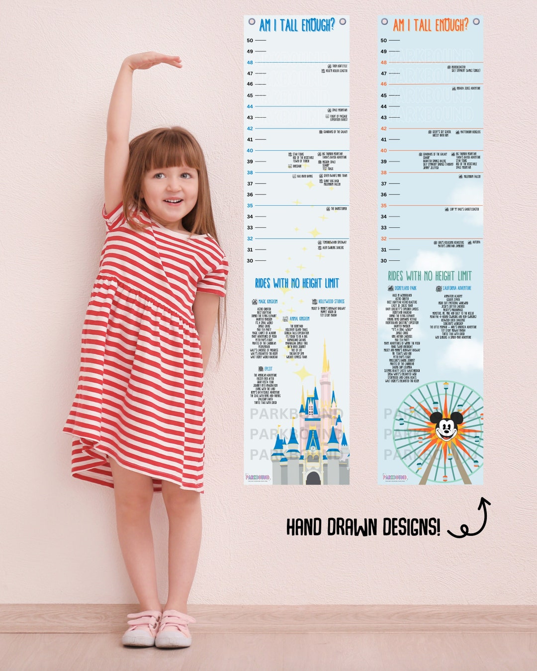 Kids Growth Chart Tracker - Disney Rides Growth Chart - Disney Ride ...
