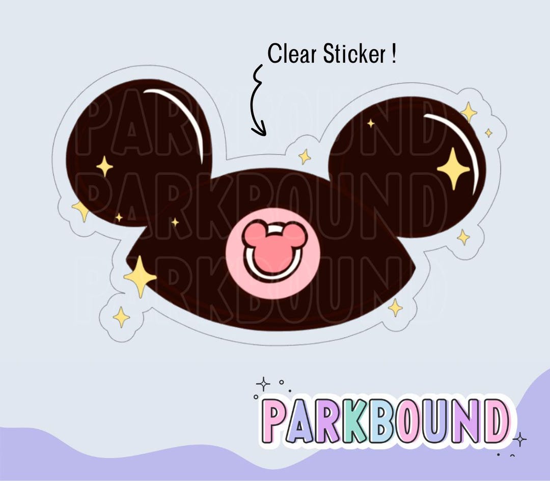 Mouseketeer Mickey Ears Transparent Sticker - Laptop, Water Bottle and ...