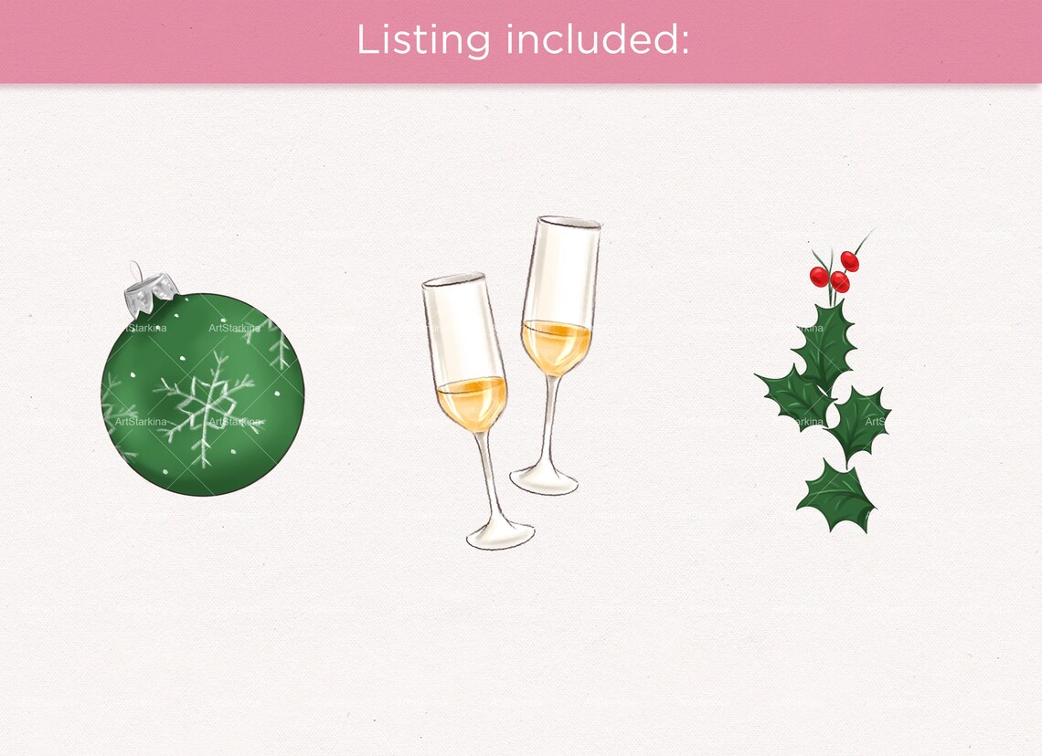 Christmas Clipart Winter Clipart New Year Clipart Xmas - Etsy