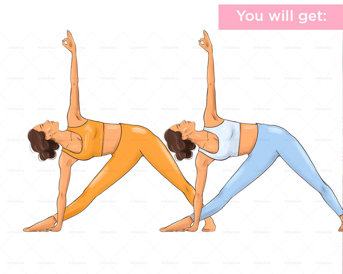 Yoga Clipart Fitness Clipart Digital Sticker Planner | Etsy