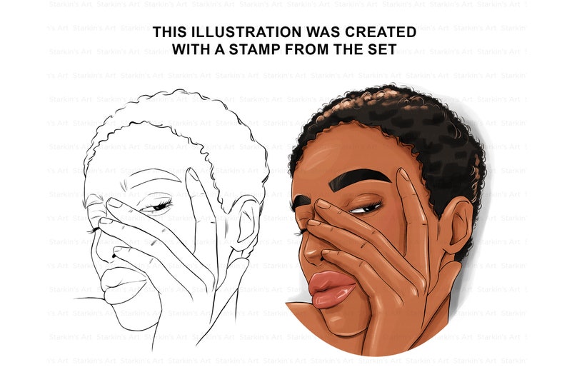 Black Woman Procreate Stamps Procreate Face Stamp Procreate Etsy