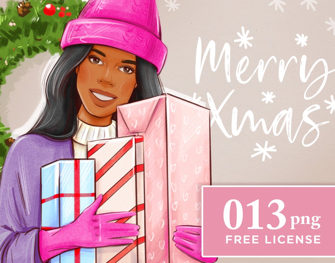 African American Clipart, Winter Girl Clipart, Christmas Girl Clipart ...