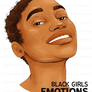 Black Women Face Emotions Clipart: Fashion Girl PNG SVG (digital) - Etsy