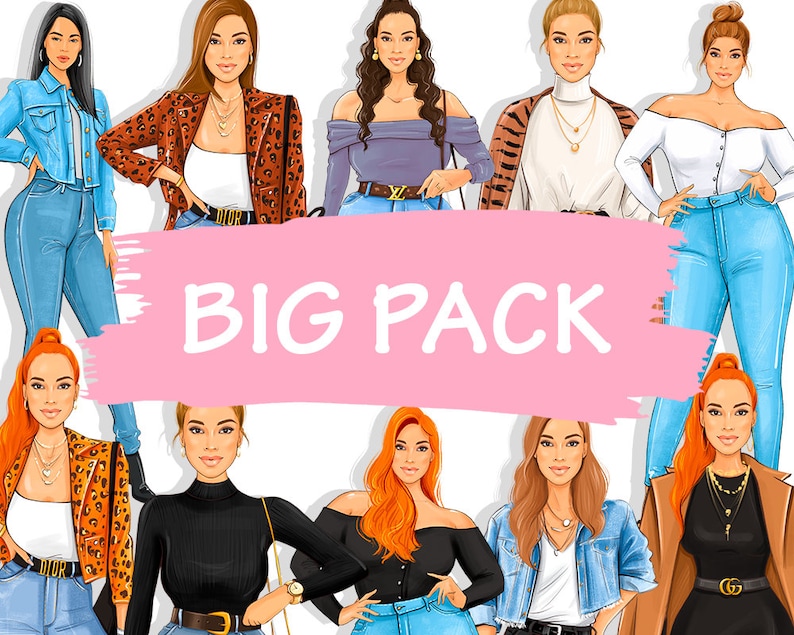 Planner Girl Clipart Fashion Girl Clipart Fashion | Etsy