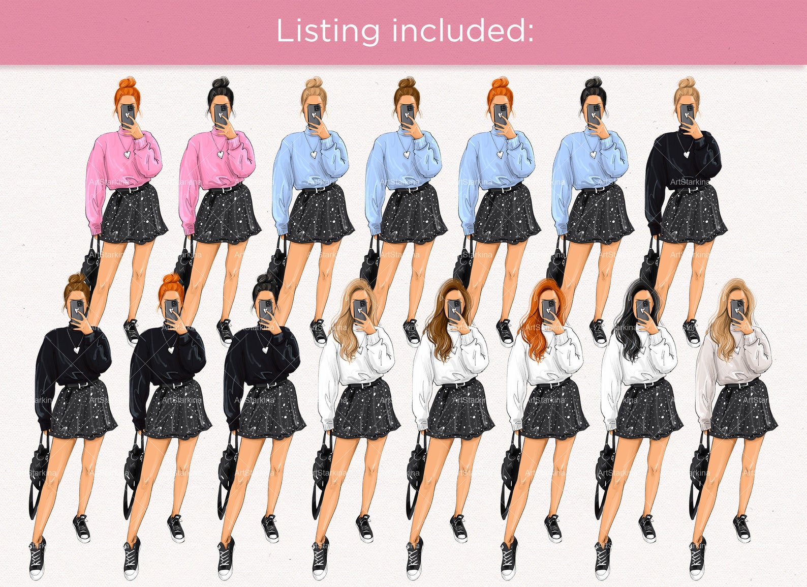 Fashion Girl Planner Clipart Printable Fashion Stickers - Etsy