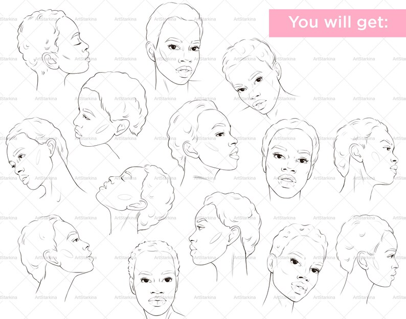 Black Woman Procreate Stamps Procreate Face Stamp Procreate Etsy