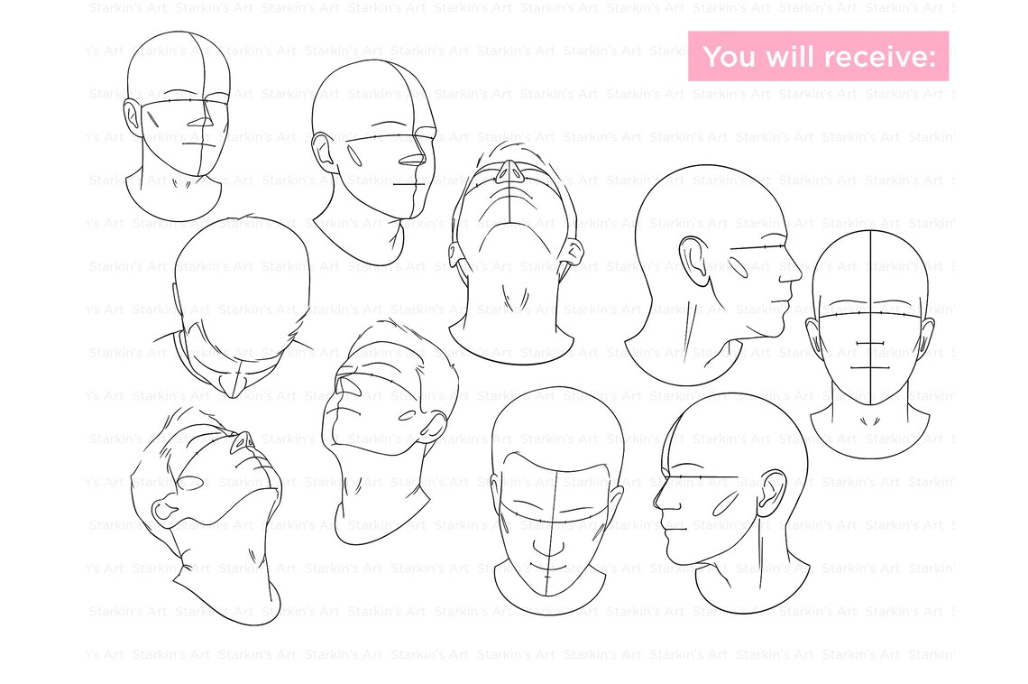 Male Faces Procreate Stamps Procreate Brushes Face Stamp - Etsy