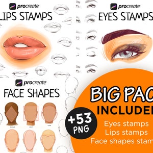 Procreate Face Stamp, Procreate Portrait Brushes, Procreate, Procreate ...