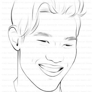 ASIAN MALE FACES coloring Page Coloring Book Adult - Etsy
