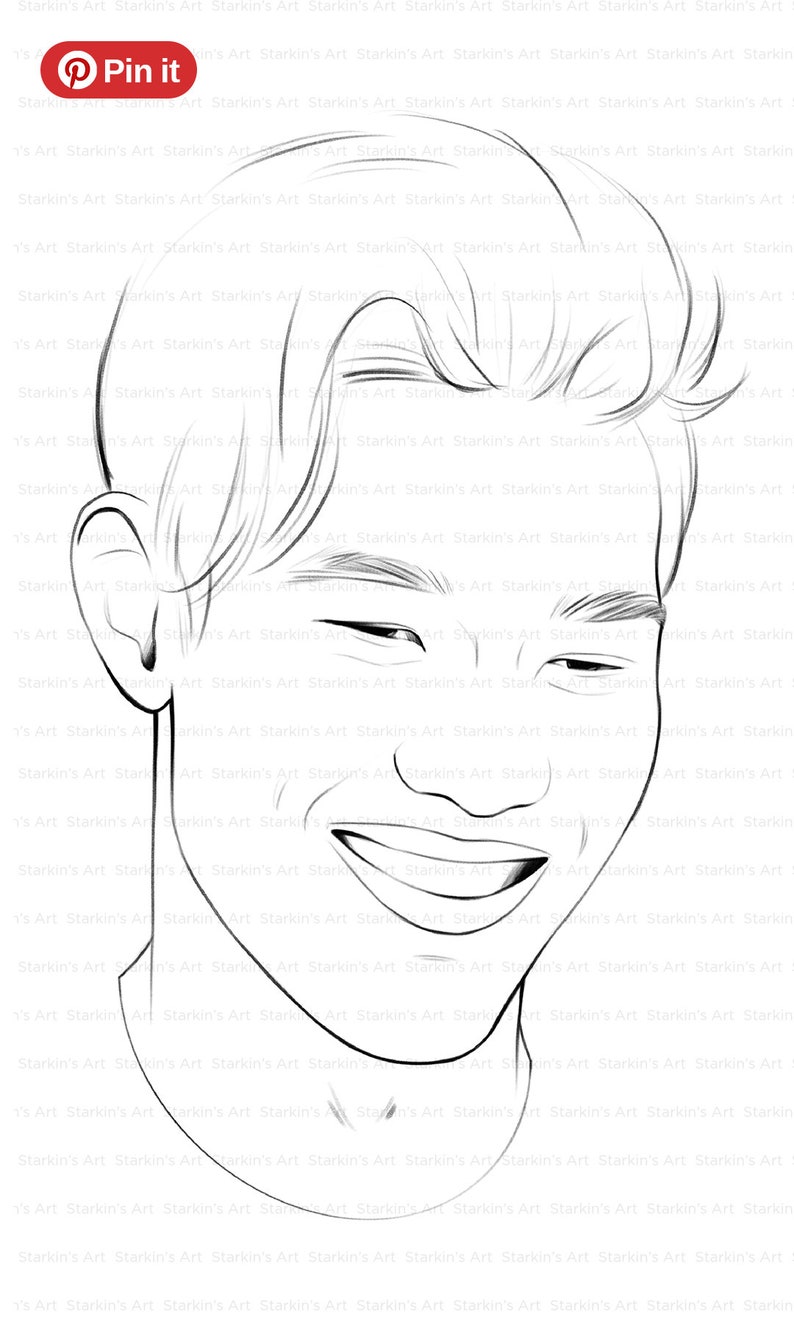 ASIAN MALE FACES coloring Page Coloring Book Adult - Etsy