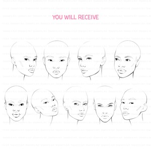 FACE TEMPLATE fashion Face Templates drawing Template for - Etsy