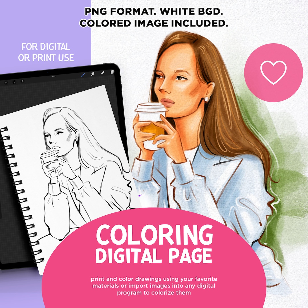 COFFEE LOVER GIRL #procreate Tutorial, Procreate, Coloring Book ...