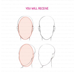 FACE STAMPS PNG face Shapes Stamp head Templates drawing - Etsy