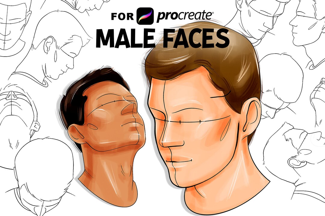 Male Faces Procreate Stamps Procreate Brushes Face Stamp - Etsy