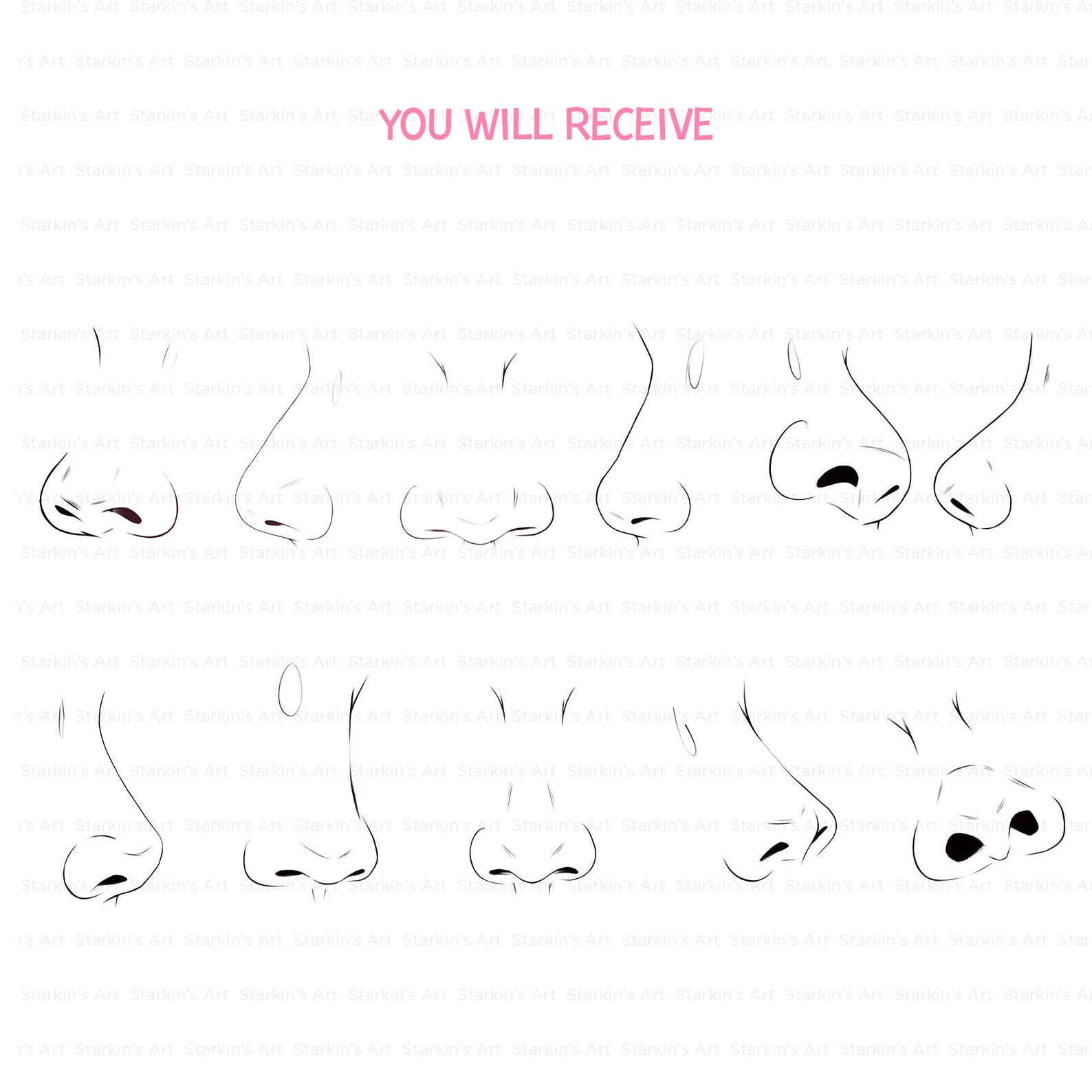 NOSE SHAPES PNG coloring Pages Coloring Book Adult - Etsy