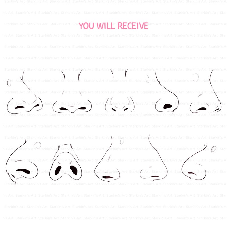 NOSE SHAPES PNG coloring Pages Coloring Book Adult - Etsy