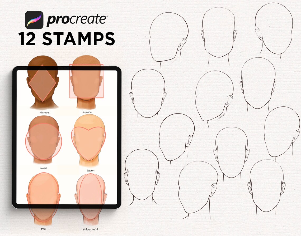 Procreate Face Stamp Procreate Portrait Brushes Procreate - Etsy