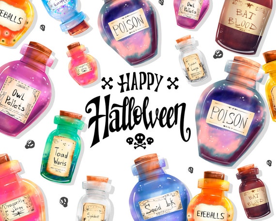 Halloween Potion Bottles Clipart Eyeballs Planner Stickers | Etsy