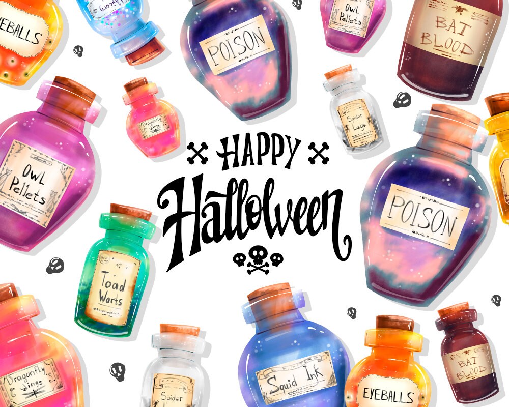Halloween Potion Bottles Clipart Eyeballs Planner Stickers - Etsy