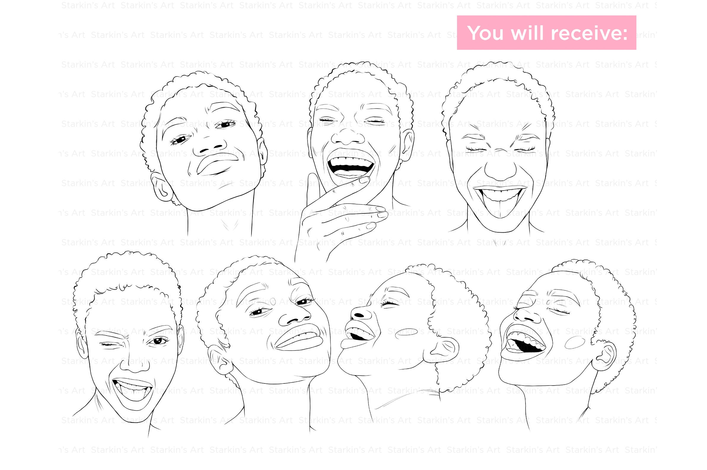 Face Templates Face Croquis Fashion Illustration Template - Etsy