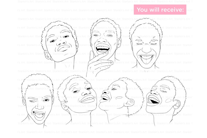 Black Woman Procreate Stamps Procreate Face Stamp Procreate Etsy