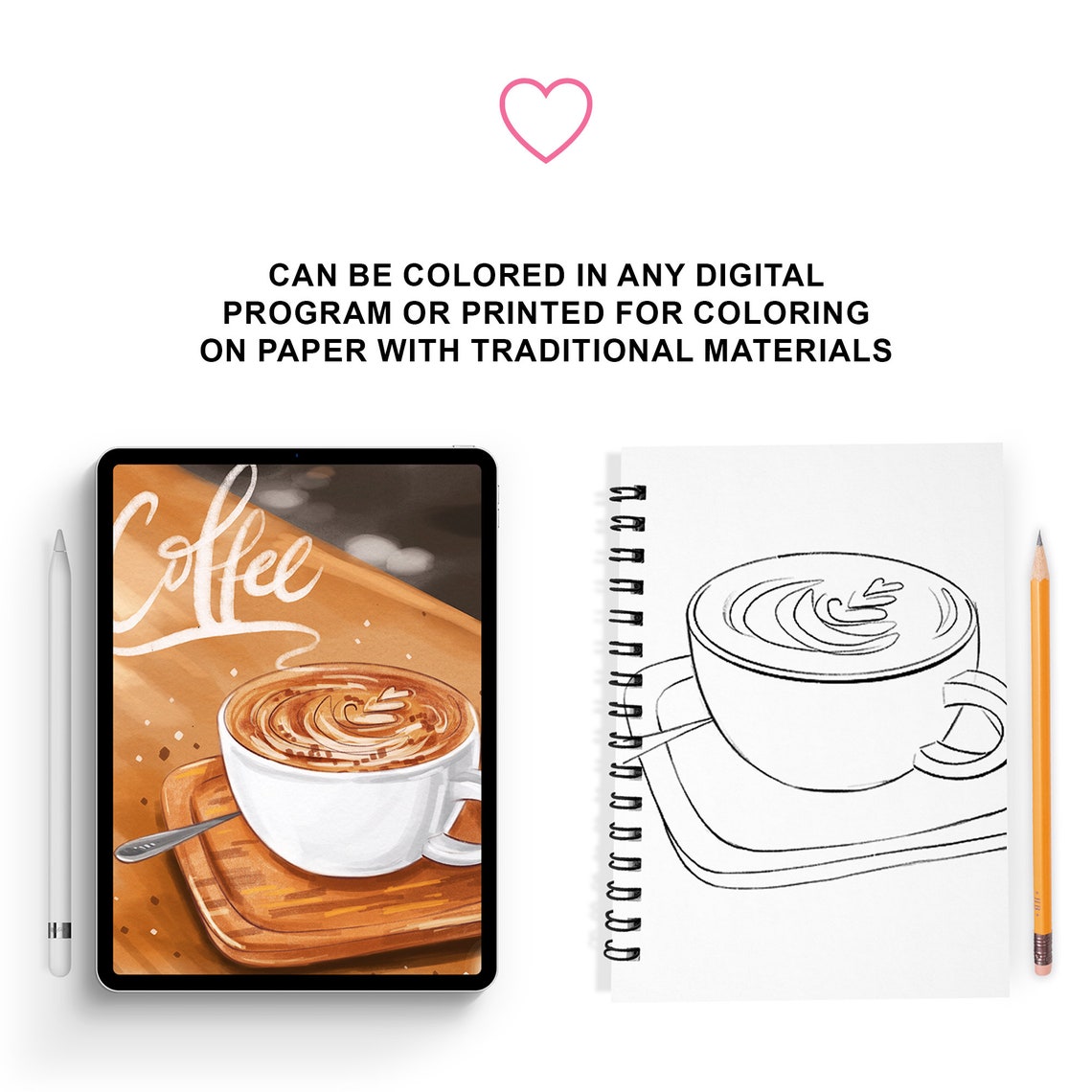 COFFEE COLORING PAGE digital Coloring Coloring Book - Etsy
